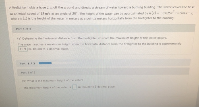 Solved A firefighter holds a hose 2 m off the ground and | Chegg.com