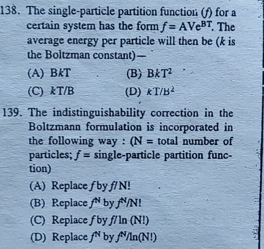 Solved 138 The Single Particle Partition Function For A