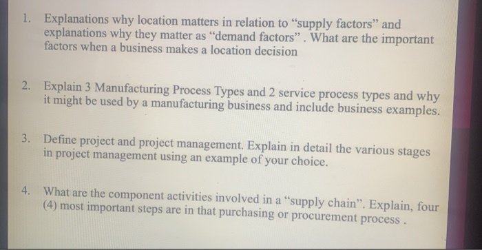 1. Explanations why location matters in relation to | Chegg.com