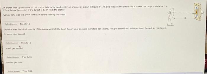 Solved An archer lines up an arrow bn the horisental eastly | Chegg.com