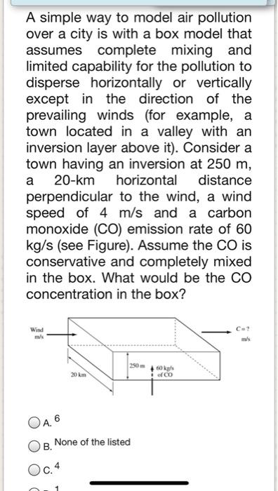 Solved A simple way to model air pollution over a city is | Chegg.com