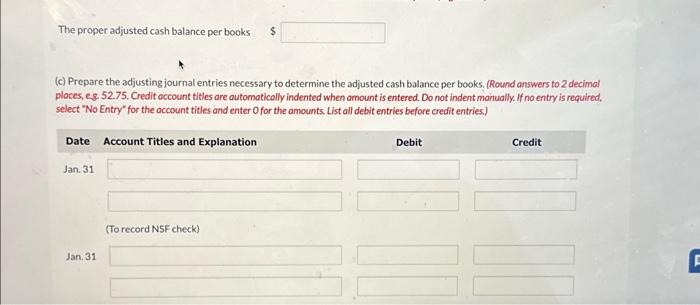 Solved (a) What is the proper adjusted cash balance per | Chegg.com