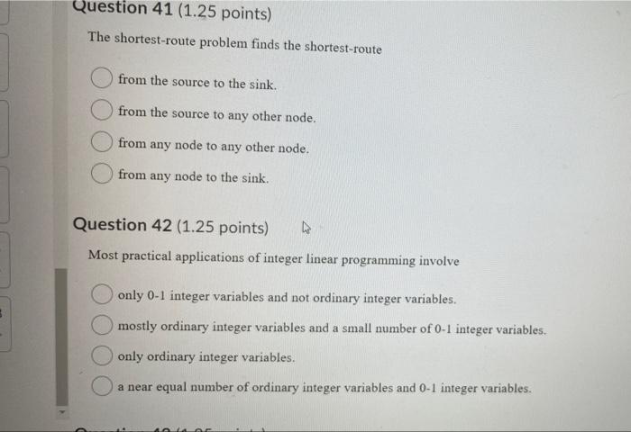 Solved Question 41 (1.25 points) The shortest-route problem | Chegg.com