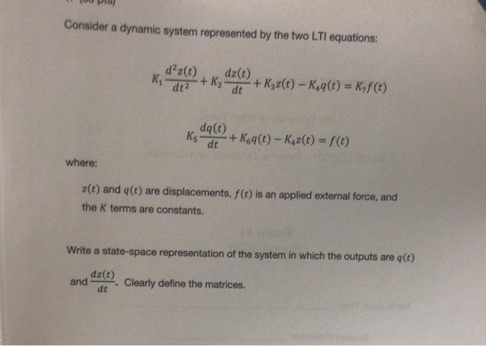 Solved 100 pus) Consider a dynamic system represented by the | Chegg.com