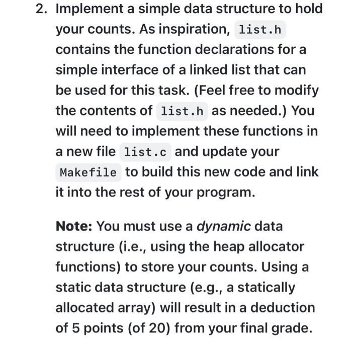 Solved hi i need to implement a simple data structure to | Chegg.com