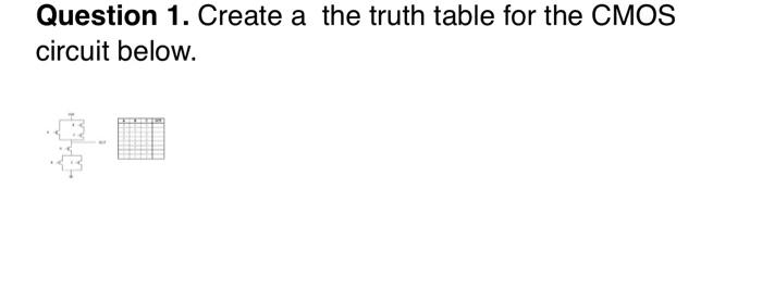 Solved Question 1. Create a the truth table for the CMOS | Chegg.com