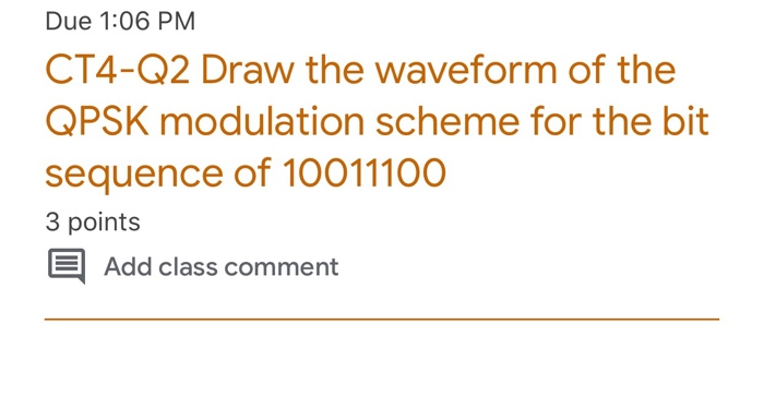 Solved Due 1 06 Pm Ct4 Q2 Draw The Waveform Of The Qpsk