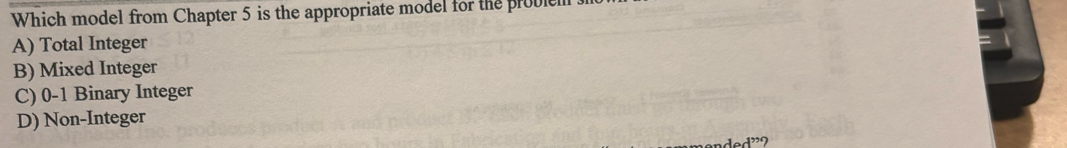 Solved Which model from Chapter 5 ﻿is the appropriate model | Chegg.com