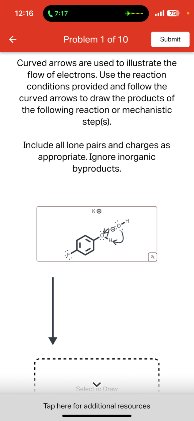 Solved 12:167:17, 中r..........75Problem 1 ﻿of 10Curved | Chegg.com