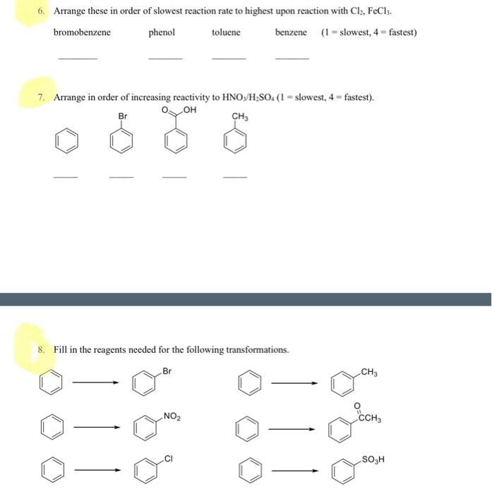 Solved 6. Arrange these in order of slowest reaction rate to | Chegg.com