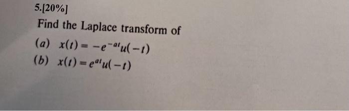 Solved Find the Laplace transform of (a) x(t)=−e−atu(−t) (b) | Chegg.com