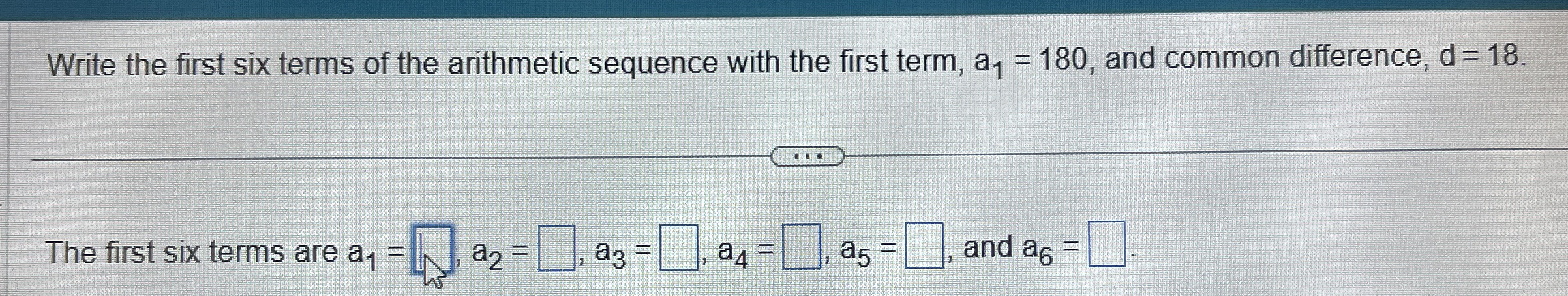Solved Write the first six terms of the arithmetic sequence | Chegg.com