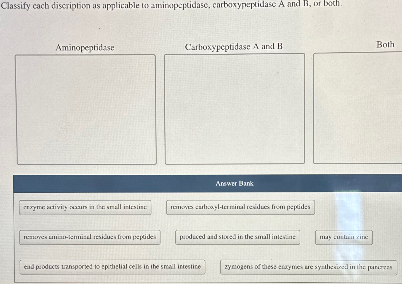 Solved Classify each discription as applicable to | Chegg.com