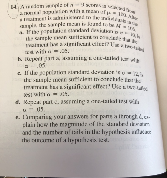 Solved 14. A random sample of n = 9 scores is selected from | Chegg.com