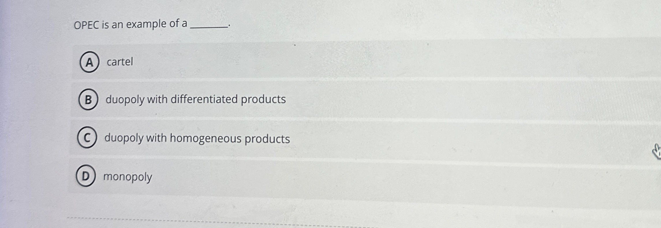 Solved OPEC is an example of acartelduopoly with | Chegg.com