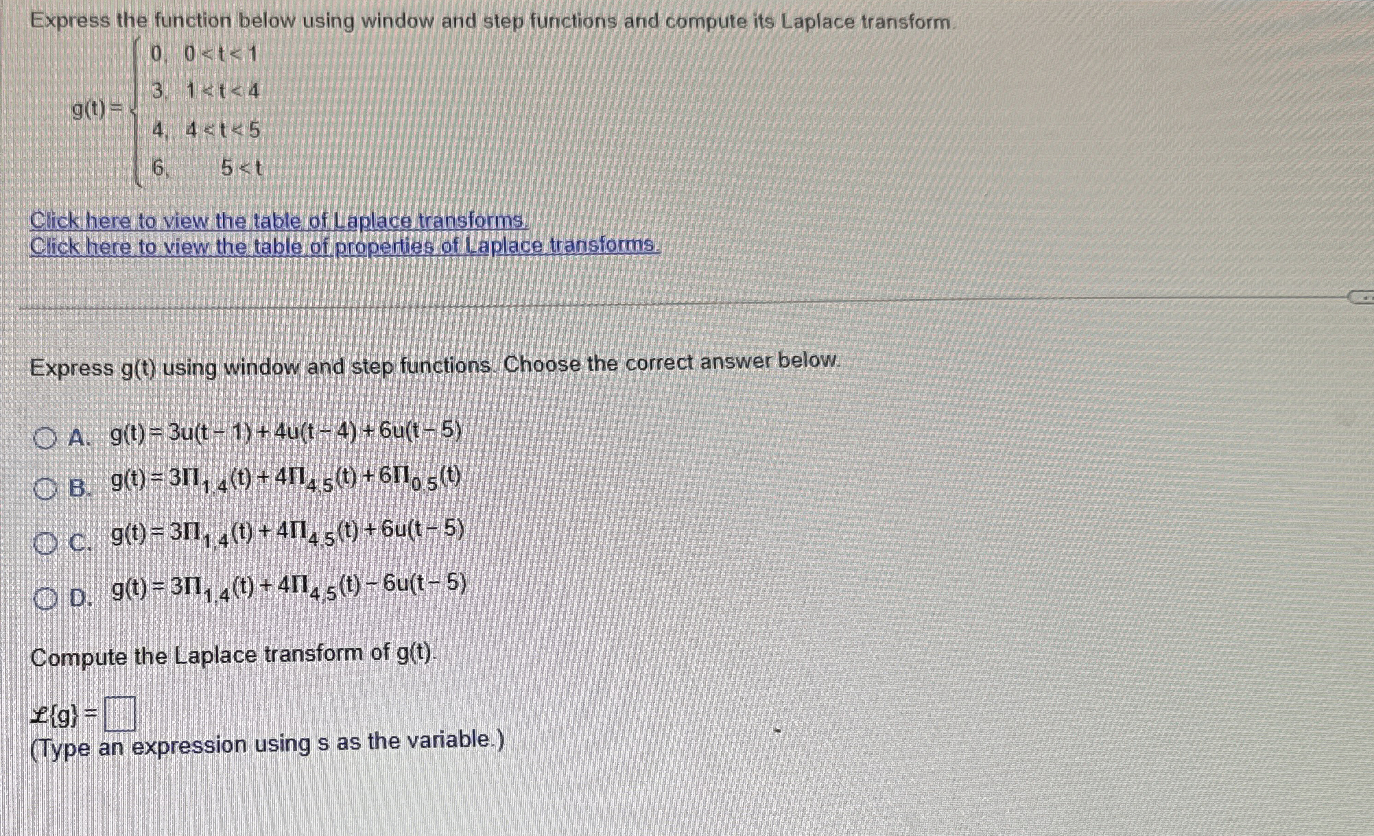 Solved Express the function below using window and step | Chegg.com