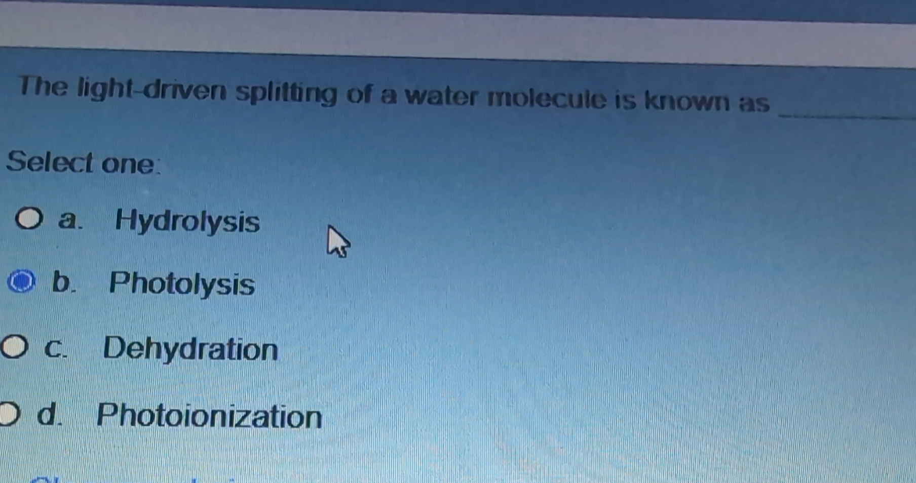 Solved The light-driven splitting of a water molecule is | Chegg.com