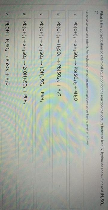 Solved What is the correct balanced chemical equation for | Chegg.com