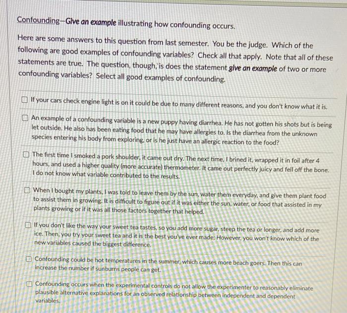 Solved Confounding-Give an example illustrating how | Chegg.com
