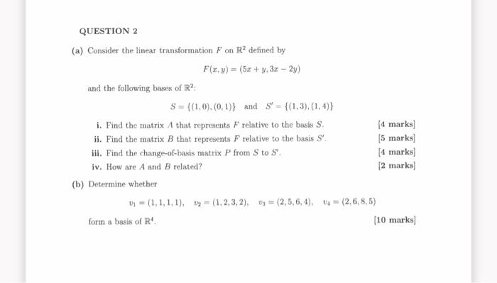 Solved (a) Consider the linear transformation F on R2 | Chegg.com