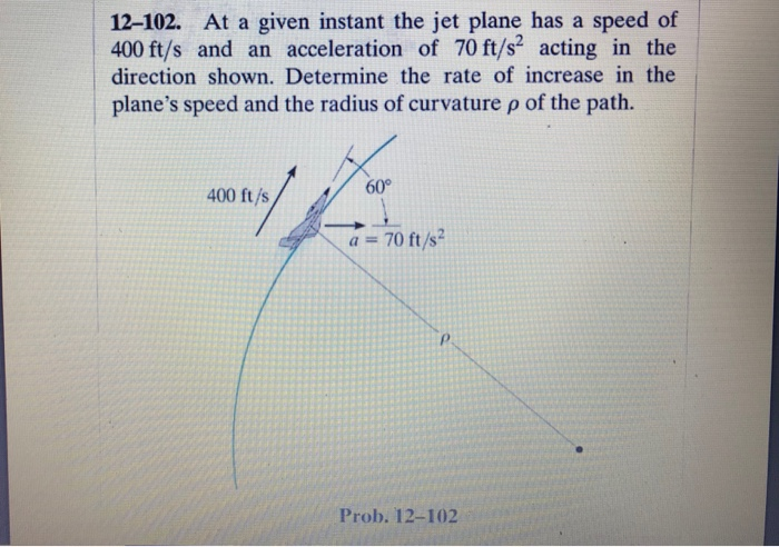 Solved 12–102. At a given instant the jet plane has a speed | Chegg.com