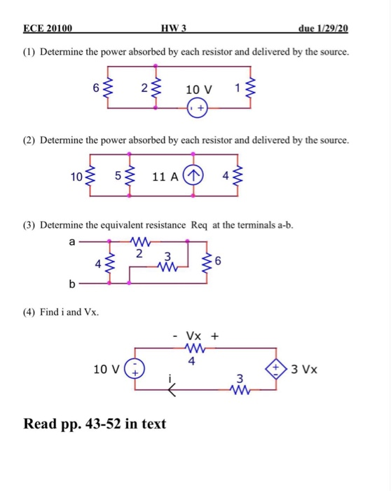 Solved ECE 20100 HW3 due 1/29/20 (1) Determine the power | Chegg.com