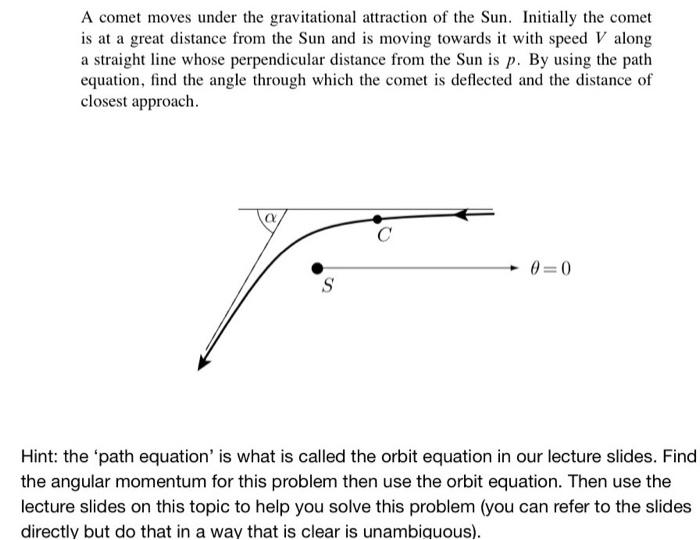Solved A comet moves under the gravitational attraction of | Chegg.com