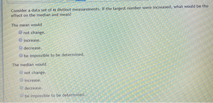 Solved Consider a data set of n distinct measurements. If | Chegg.com