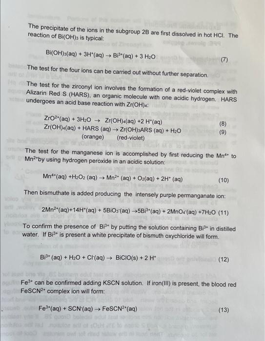 Solved Experiment 12 ualitative Analysis of Group 2 Cations | Chegg.com