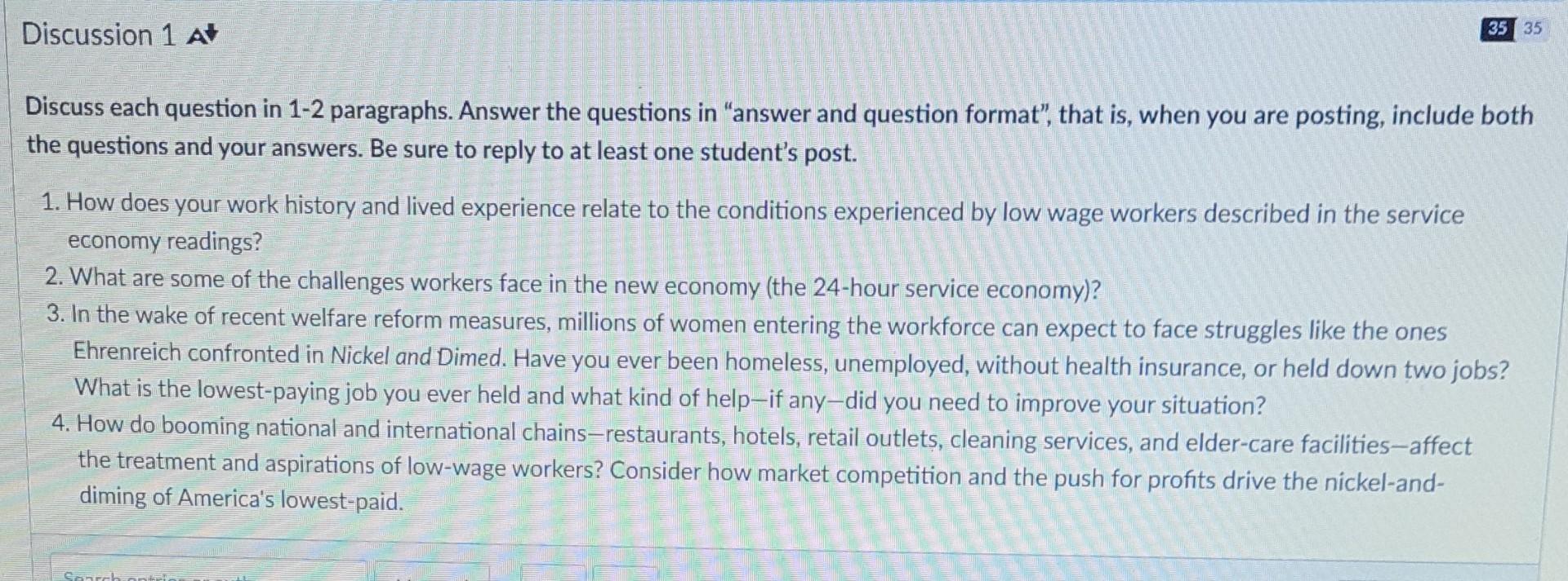 Discuss each question in 1-2 paragraphs. Answer the | Chegg.com