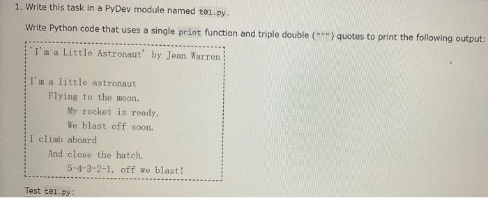 Solved 1 Write This Task In A Pydev Module Named Te1py 7360