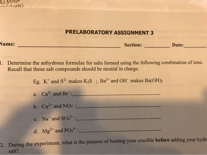 Solved U Milo PRELABORATORY ASSIGNMENT 3 Name: Section: | Chegg.com