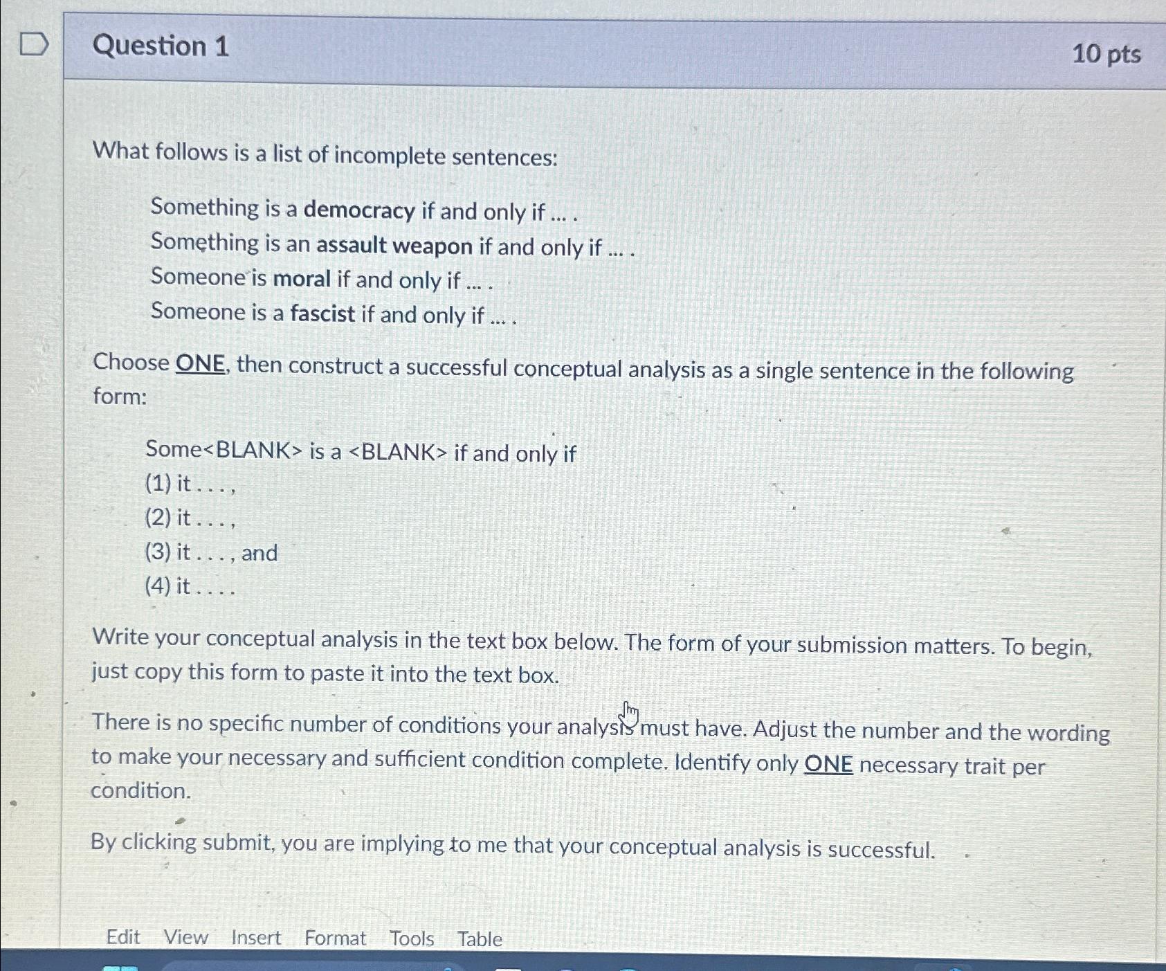 Solved Question 110ptsWhat follows is a list of incomplete | Chegg.com