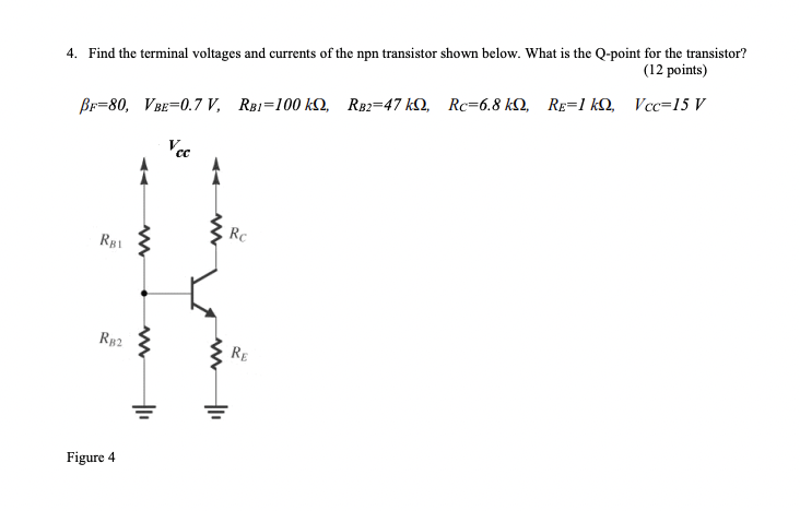 Solved Find the terminal voltages and currents of the npn | Chegg.com