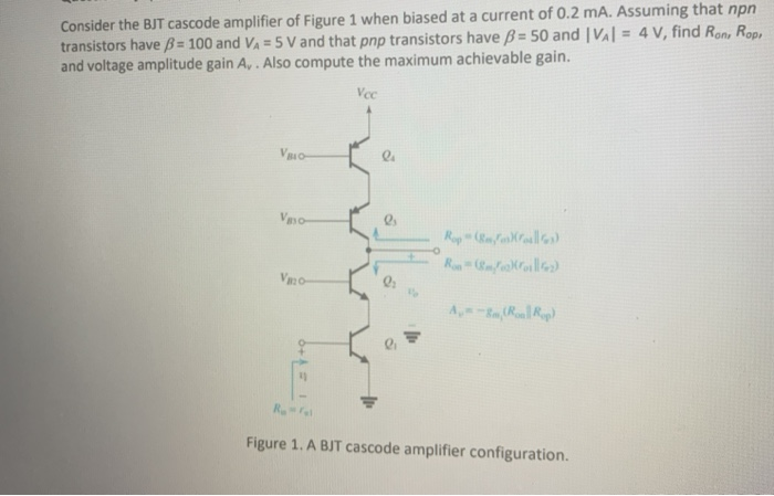 Solved Consider the BJT cascode amplifier of Figure 1 when | Chegg.com