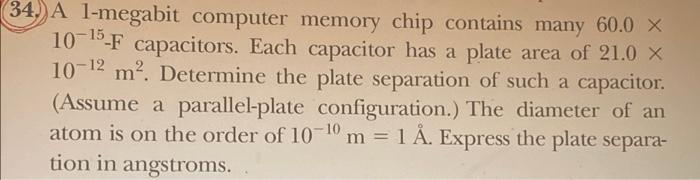Solved 34. A l-megabit computer memory chip contains many | Chegg.com
