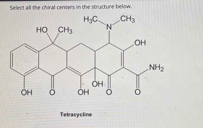 Solved Select all the chiral centers in the structure below. | Chegg.com
