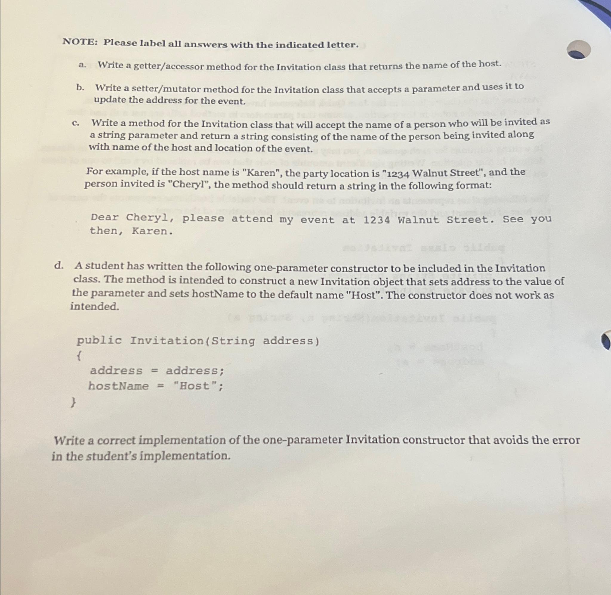 Solved NOTE: Please label all answers with the indicated | Chegg.com