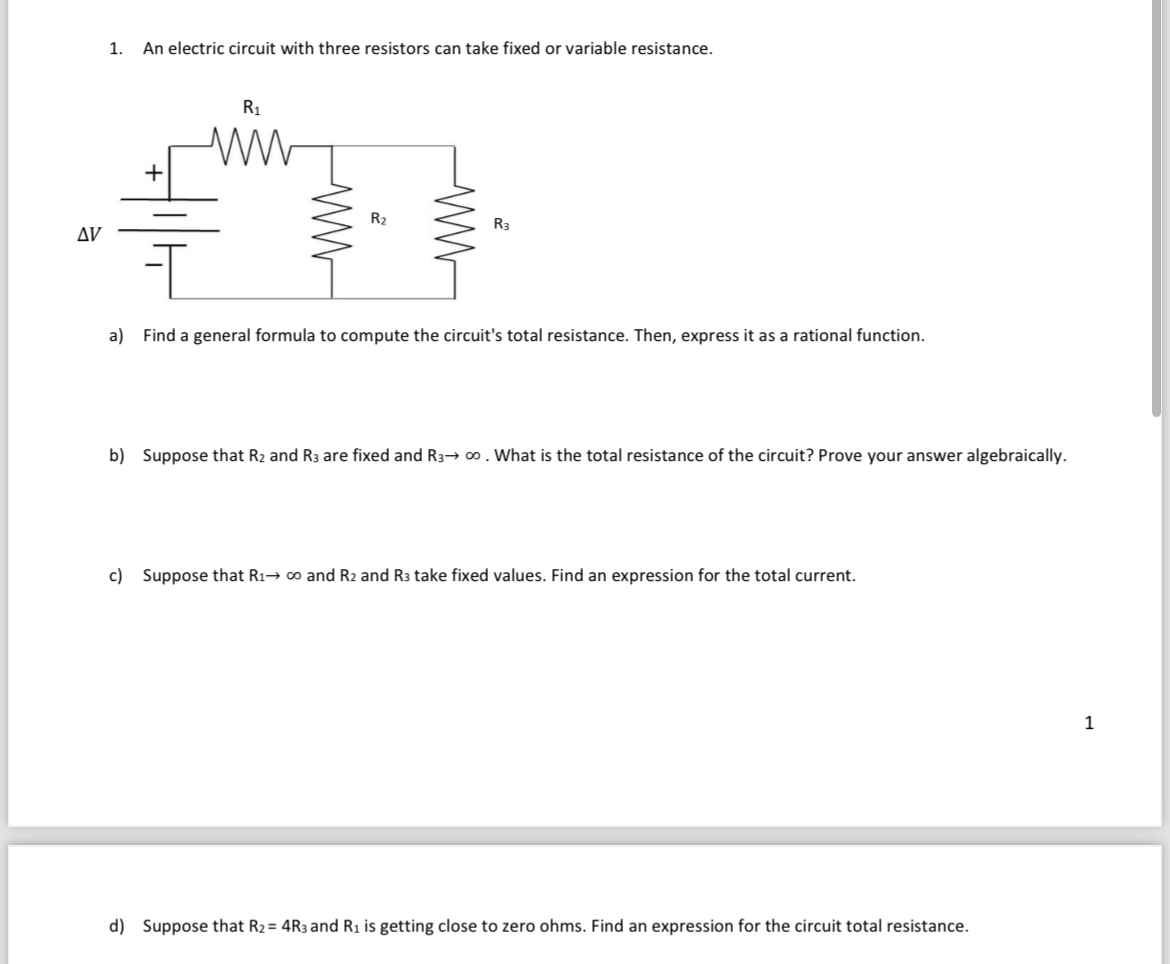 Solved An electric circuit with three resistors can take | Chegg.com