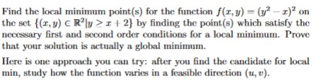 Find the local minimum point(s) ﻿for the function | Chegg.com