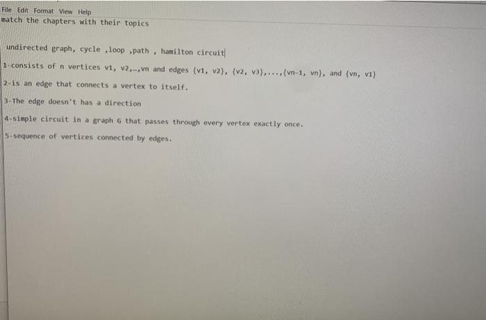 Solved File Edit Format View Help match the chapters with | Chegg.com