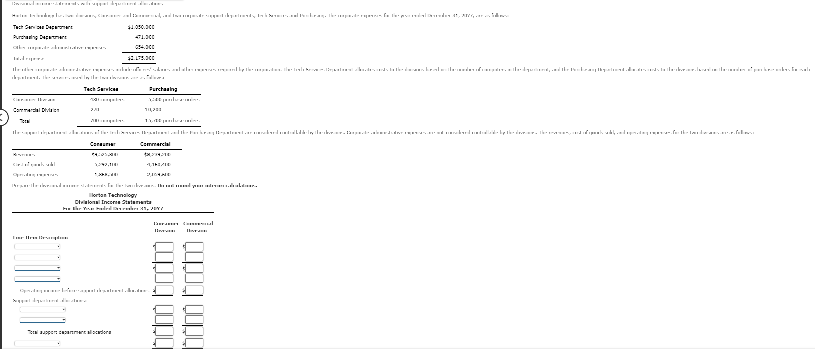 Solved Divisional income statements with support department | Chegg.com