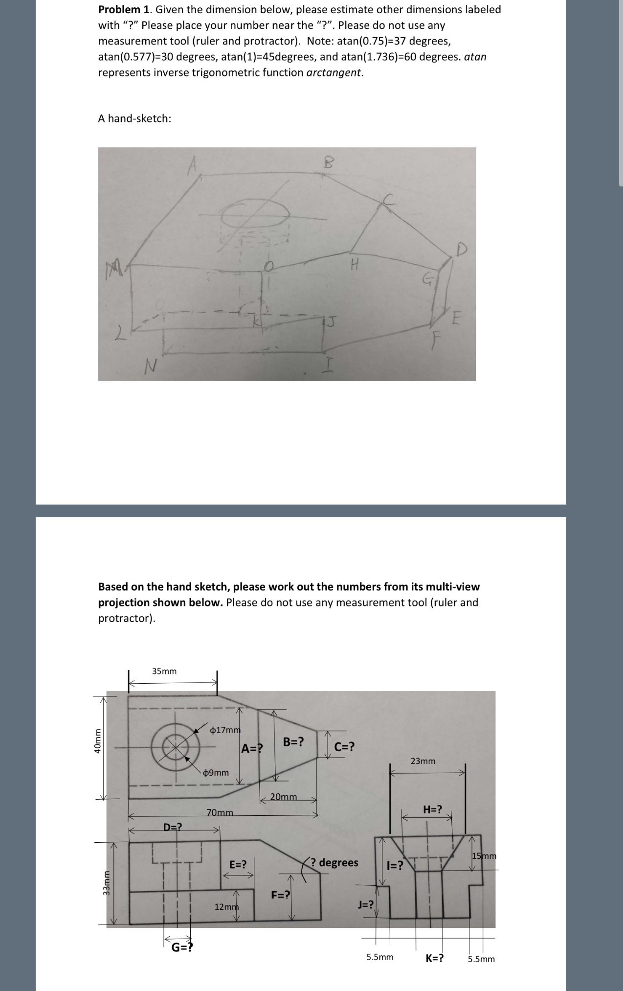 Problem 1. ﻿Given the dimension below, please | Chegg.com