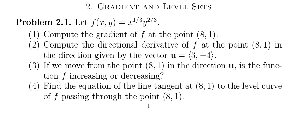 Solved Gradient and Level SetsProblem 2.1. ﻿Let | Chegg.com