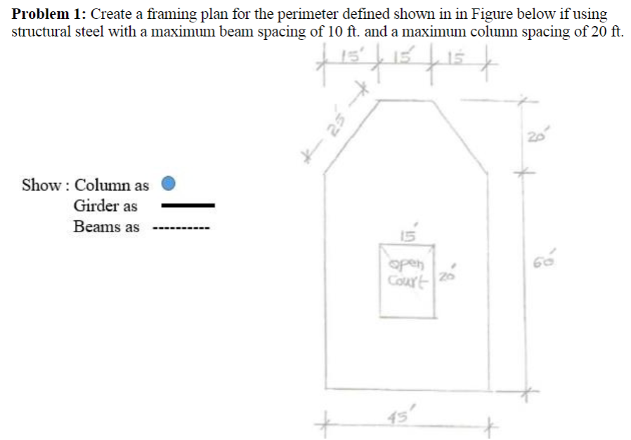 Solved Problem 1: Create a framing plan for the perimeter | Chegg.com