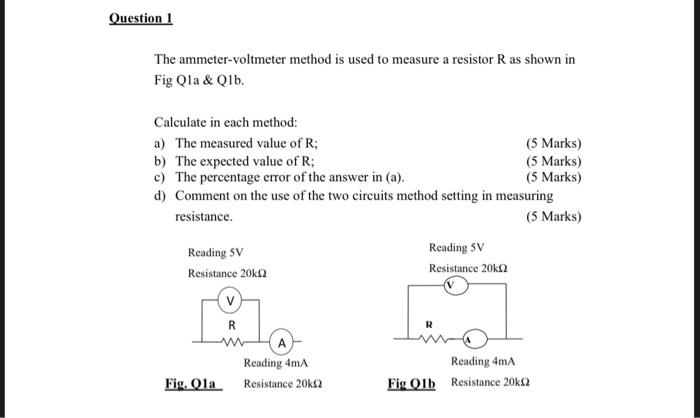 Solved The ammeter-voltmeter method is used to measure a | Chegg.com