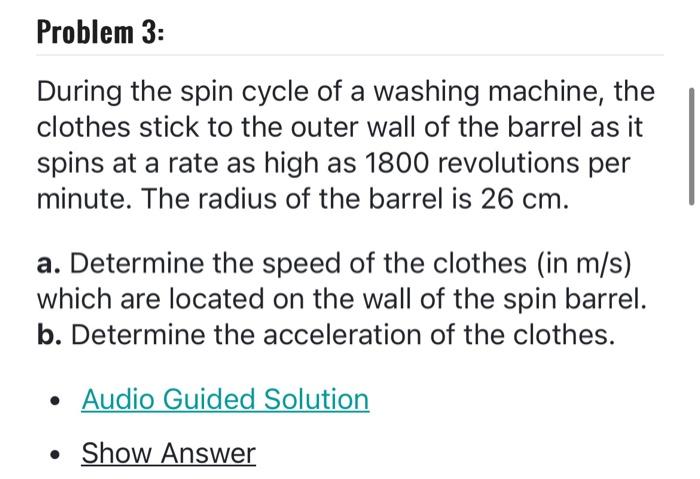 Solved During the spin cycle of a washing machine, the | Chegg.com