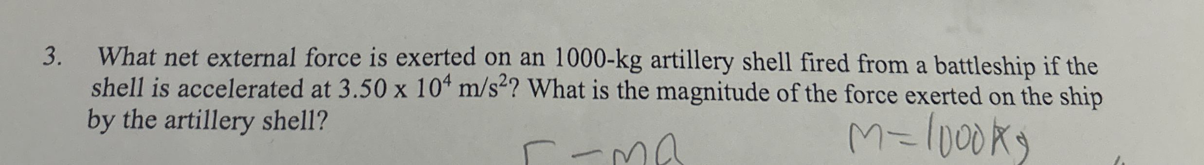 Solved What Net External Force Is Exerted On An 1000 Kg