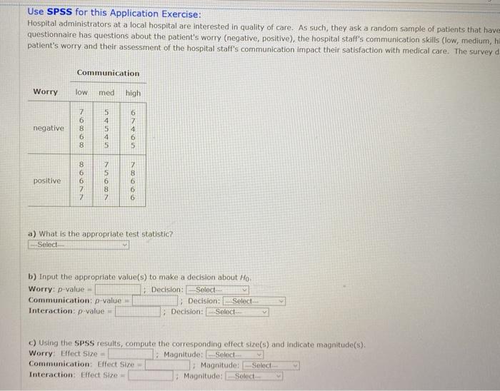 Solved Use SPSS for this application exercise: Hospital | Chegg.com