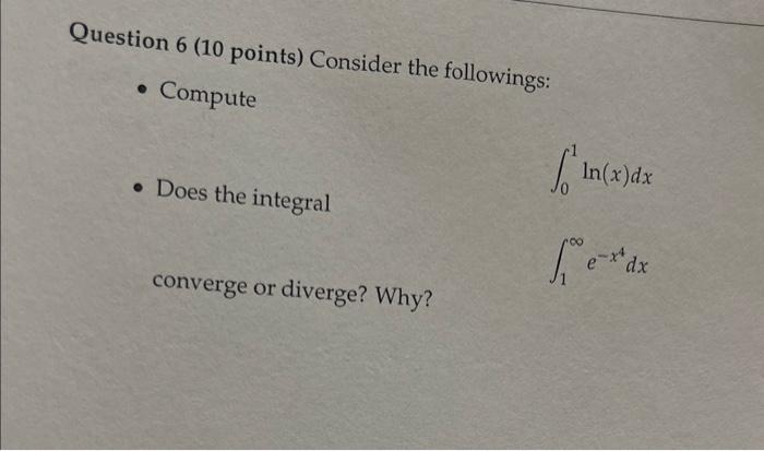 Solved Question 6 (10 points) Consider the followings: - | Chegg.com